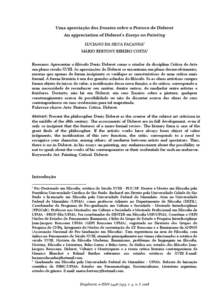 Artigo - Ensaios Sobre A Pintura - Diderot | PDF