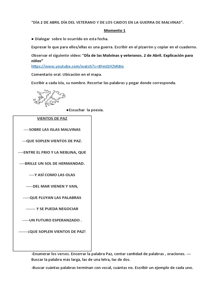 Día del Veterano: Actividades Educativas | PDF