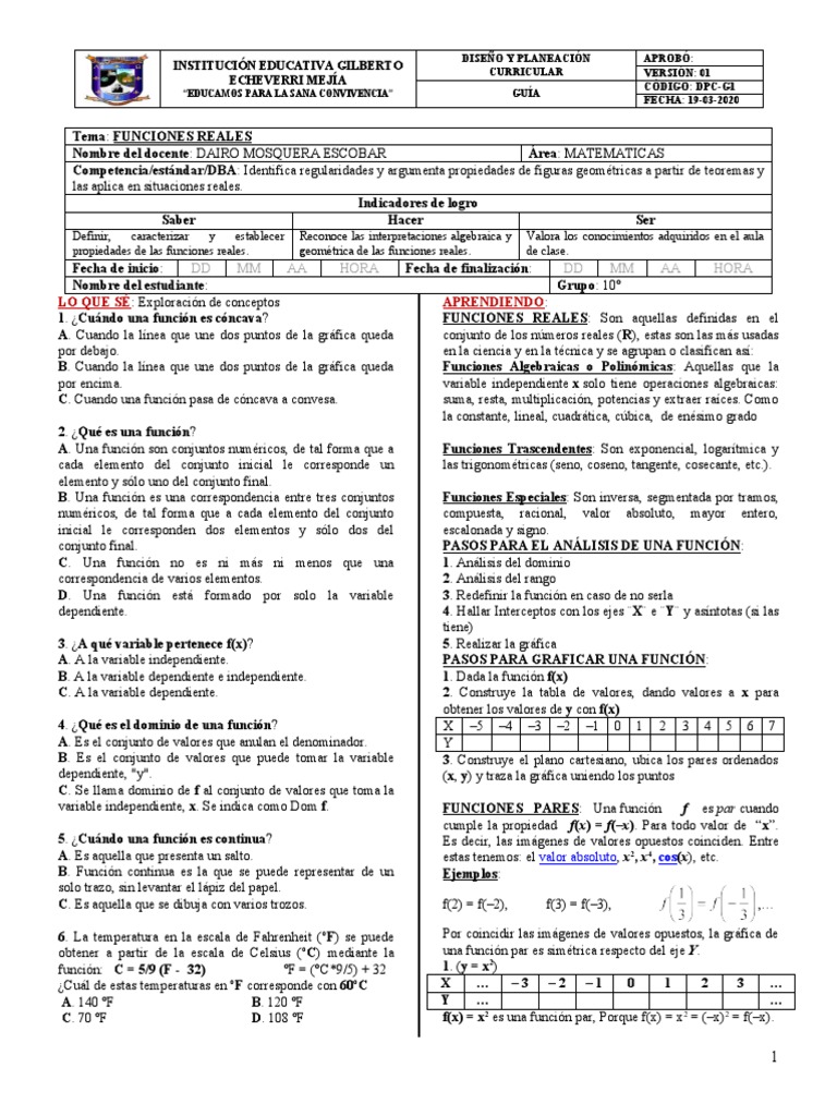 1.7. Funciones Reales | PDF | Función (Matemáticas) | Fahrenheit