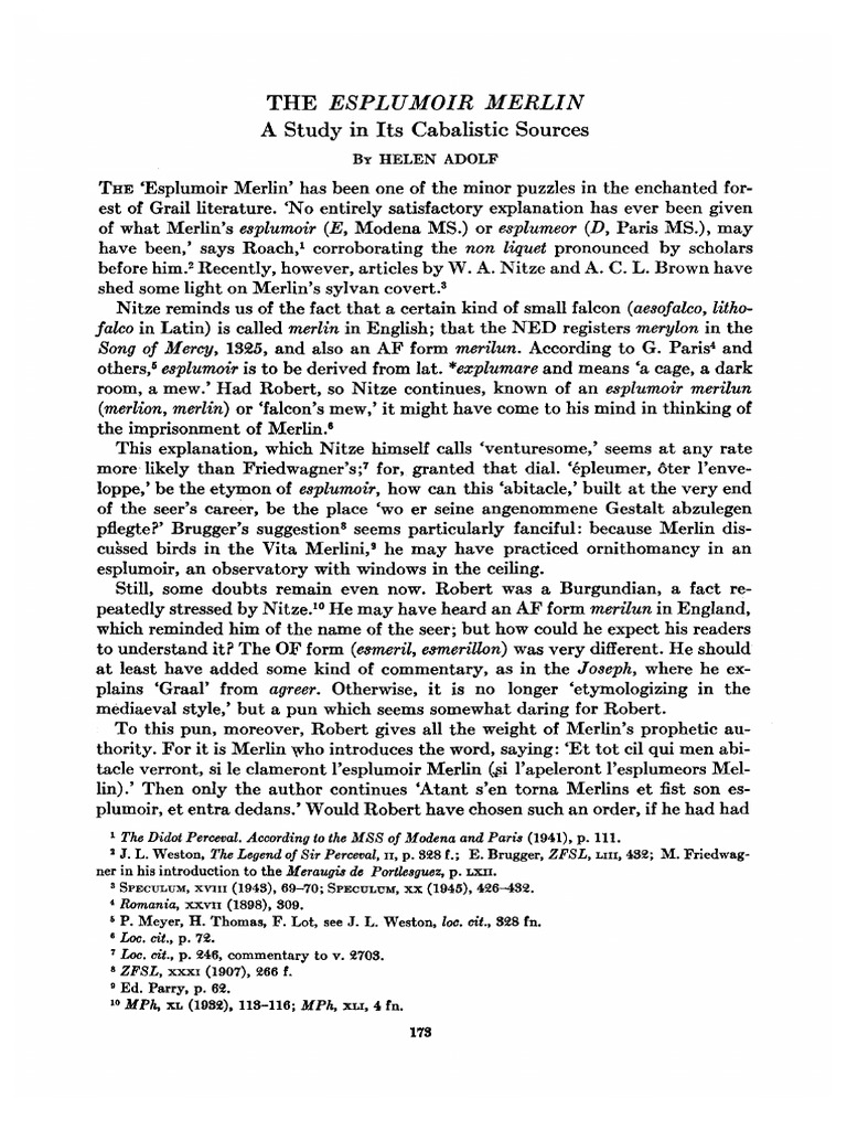Adolf - The Esplumoir Merlin | PDF | Zohar | Merlin