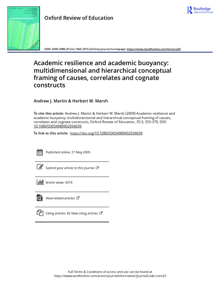 Academic Resilience and Academic Buoyancy Multidimensional and ...