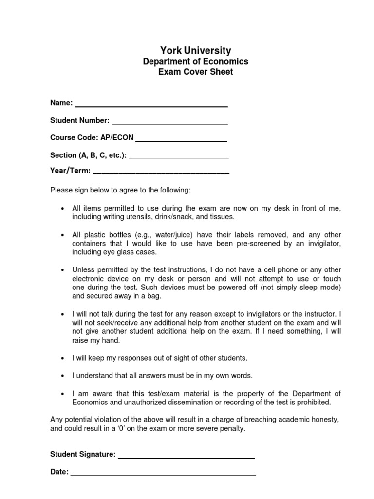 ECON 3480 Midterm Exam Cover Sheet | PDF
