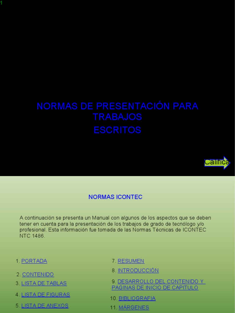 Normas Icontec Presentacion Trabajos Escritos | PDF