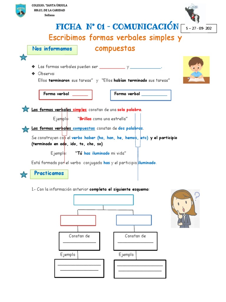 FICHA N°01 Formas Verbales Simples y Compuestas | PDF