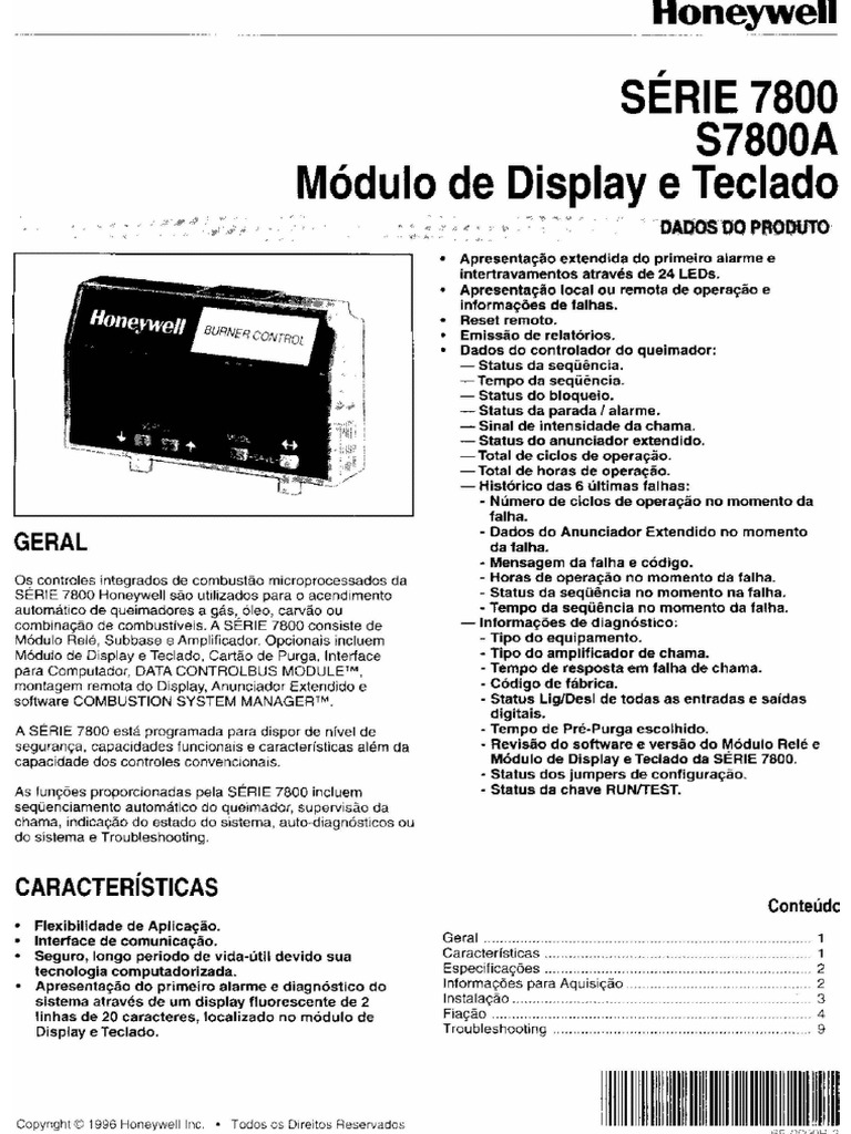 7800, S7800A - Burner Control | PDF