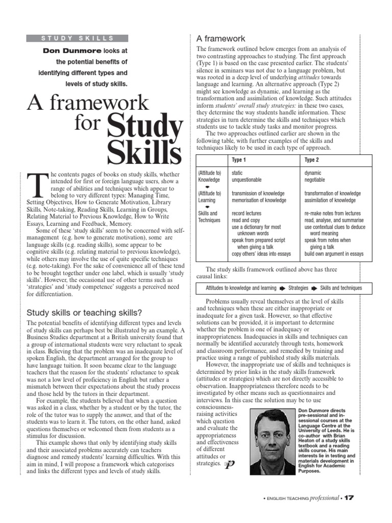 Identifying Different Types and Levels of Study Skills | PDF