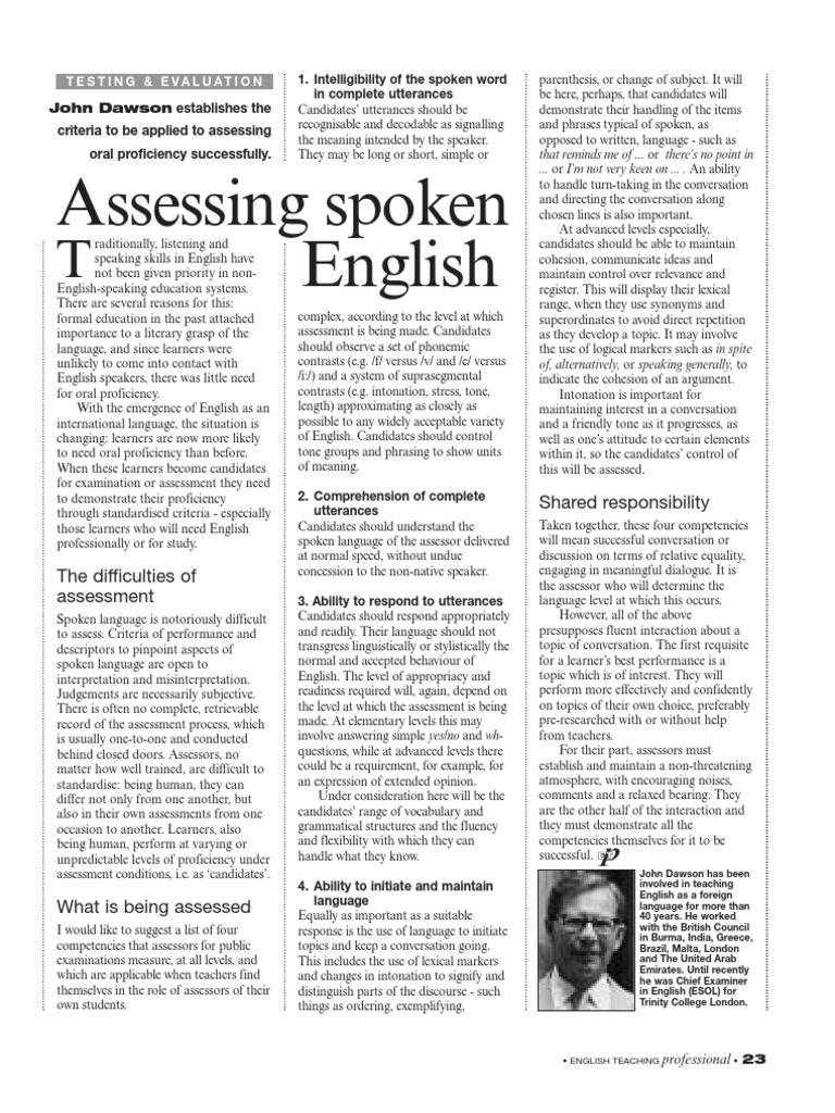 Assessing Spoken English | PDF | English Language | Cognitive Science