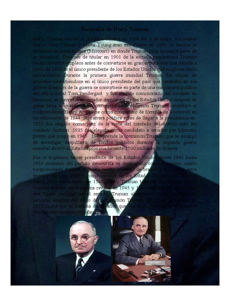 Biografía de Harry Truman | PDF Biografía de Harry Truman | PDF