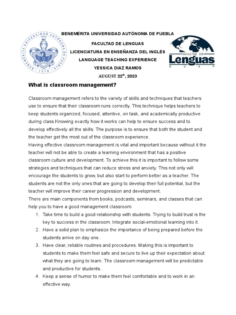 Effective Classroom Management Strategies | PDF