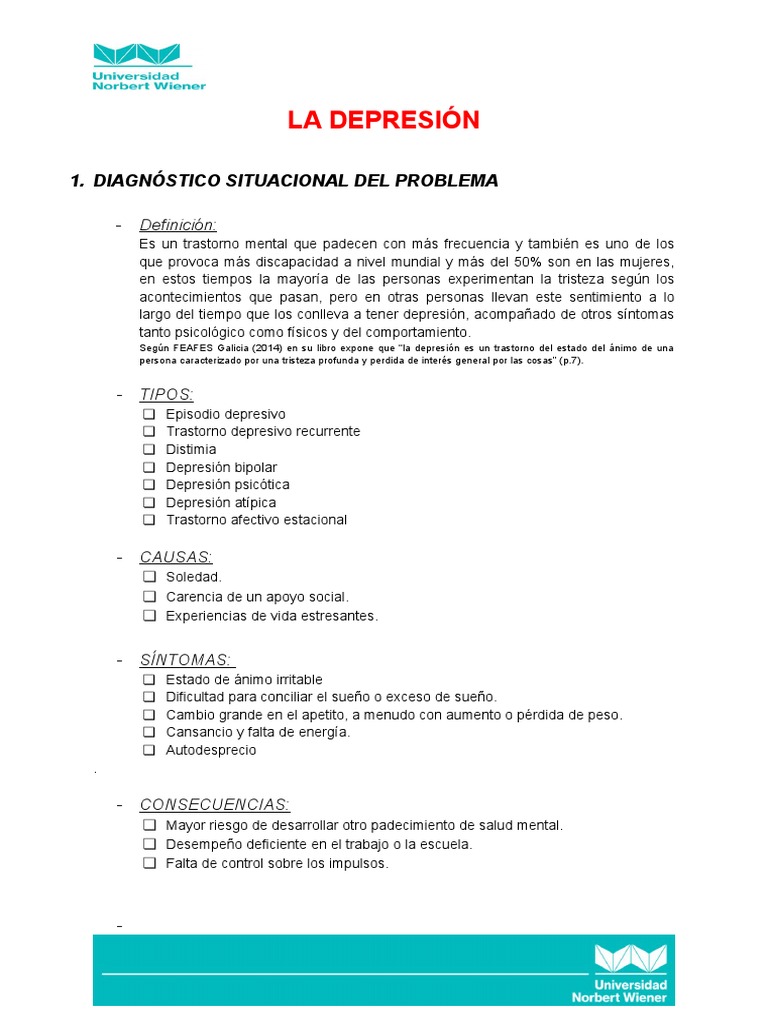 Depresión: Causas, Síntomas y Prevención | PDF
