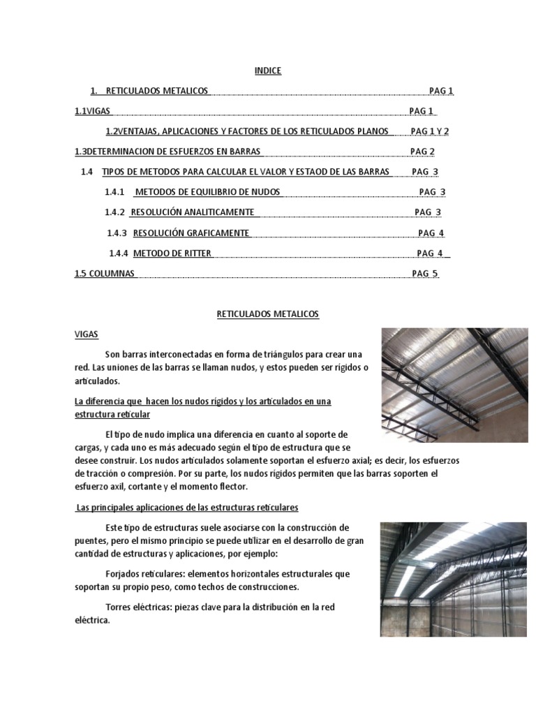 Estructuras Reticuladas: Tipos y Métodos | PDF | Braguero | Ingeniería ...