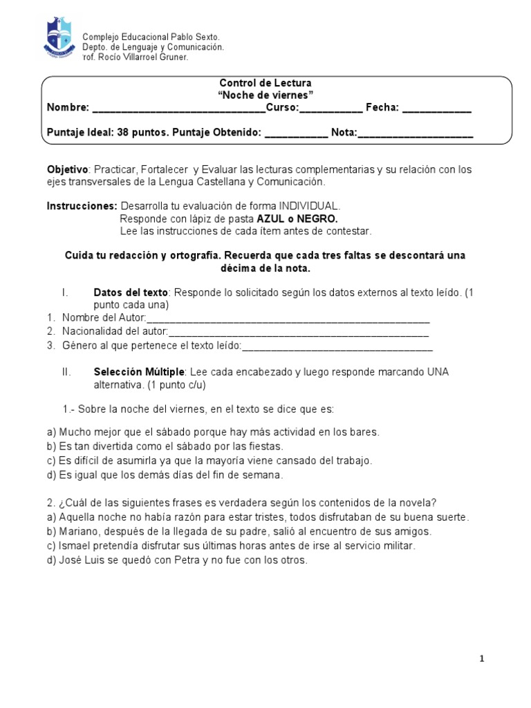 Prueba de Noche de Viernes | PDF