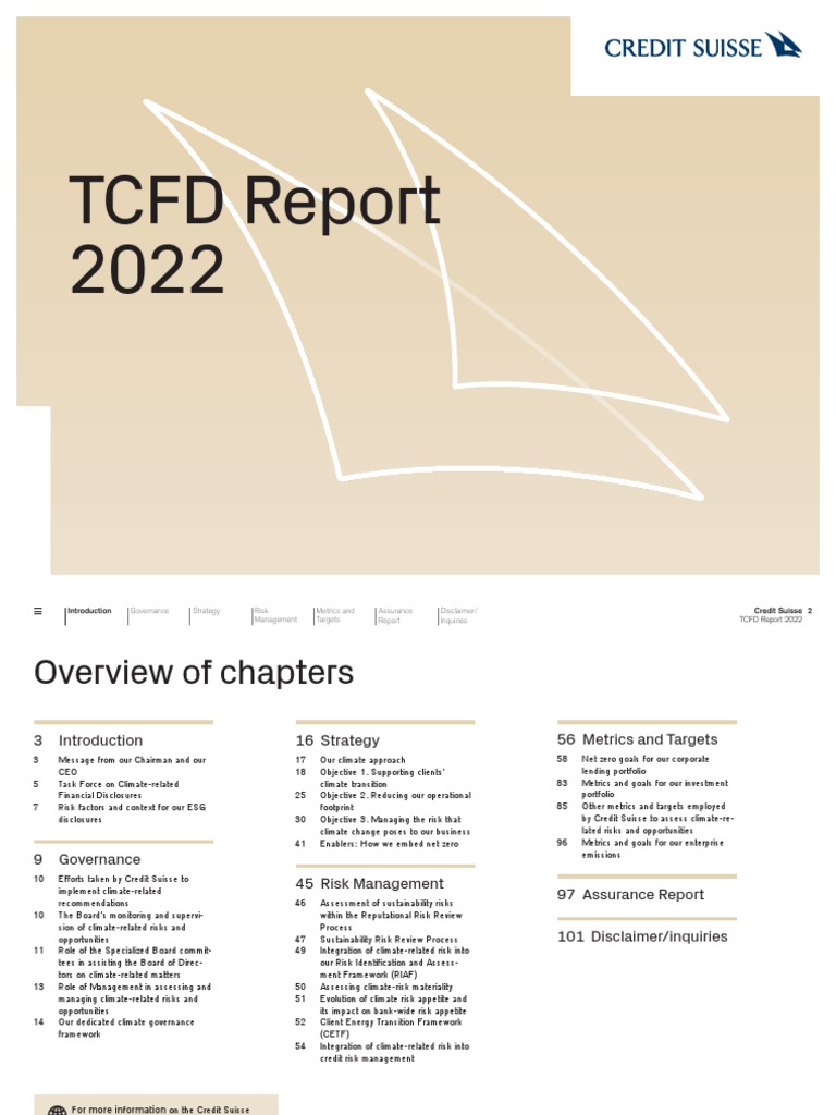 TCFD Report Credit Suisse | PDF | Climate Change Mitigation | Credit Suisse