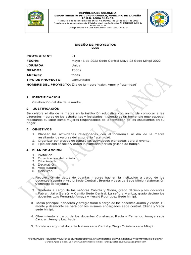 Proyecto Dia de La Madre 2022 | PDF