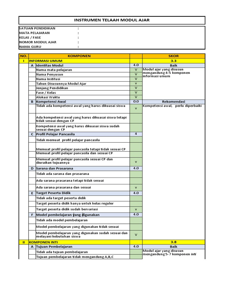 Instrumen Modul Ajar | PDF