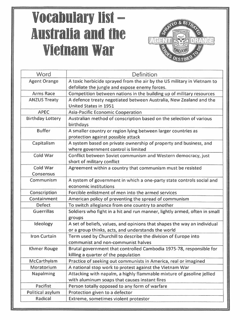 Vietnam War Vocab | PDF