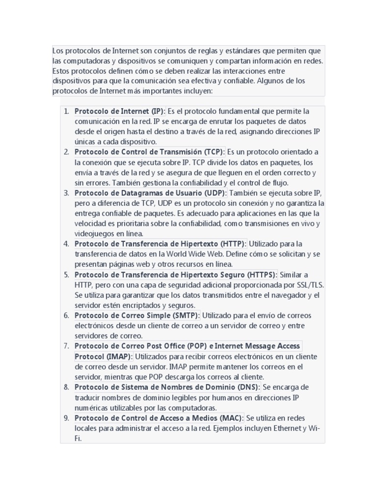 Protocolos de Internet | PDF | Tecnología