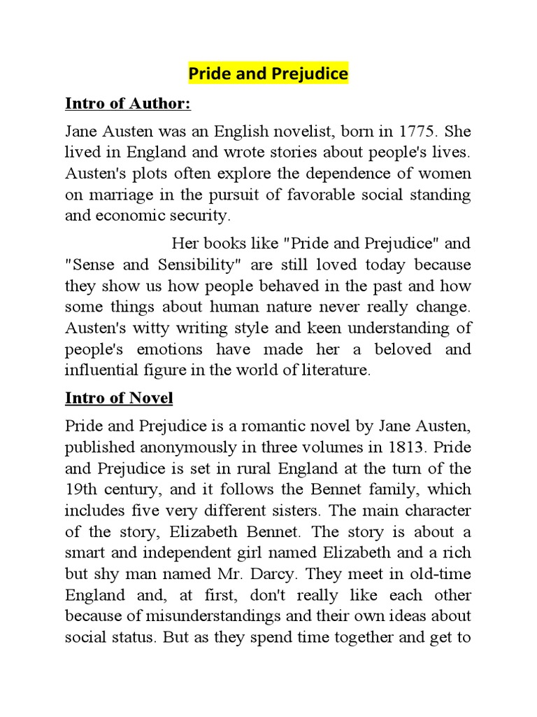 Pride and Prejudice Questions | Download Free PDF | Pride And Prejudice ...