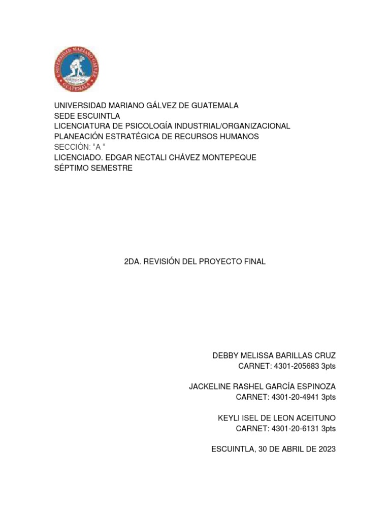 2da Revision Del Proyecto Final 2 | PDF