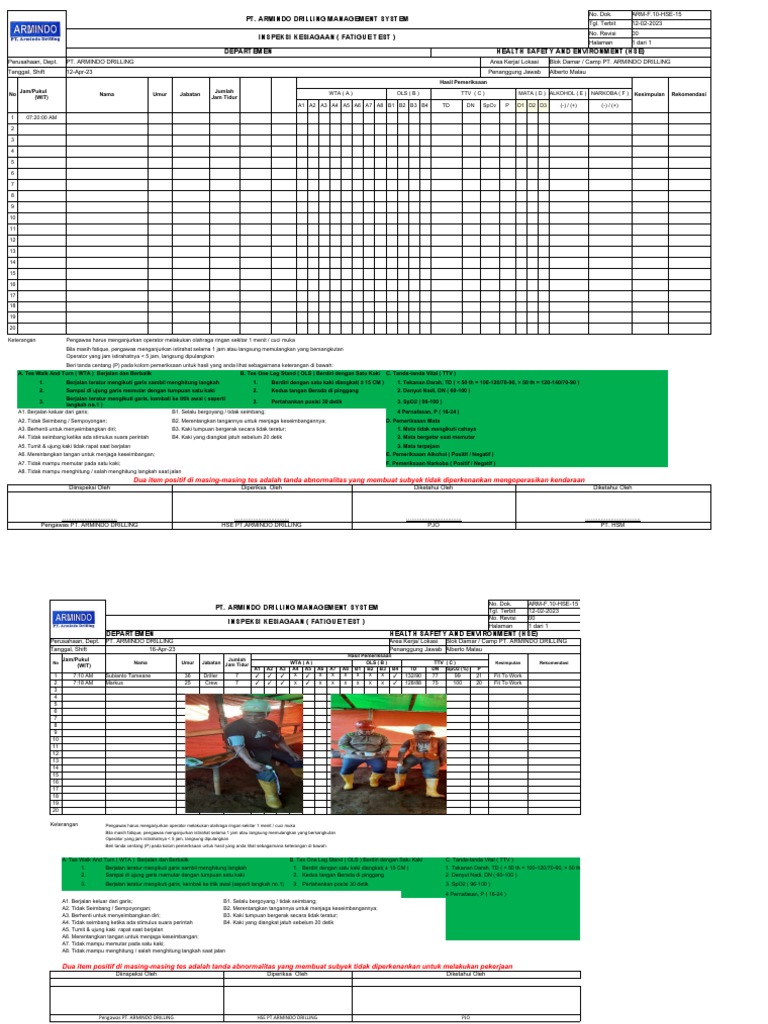Arm-F.10-Hse-Inspeksi-Fatigue Test | PDF