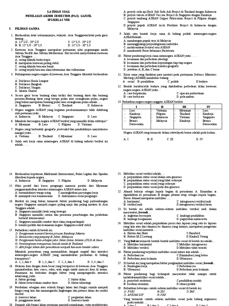 Soal PAS IPS Kelas 8 SMT 1 | PDF