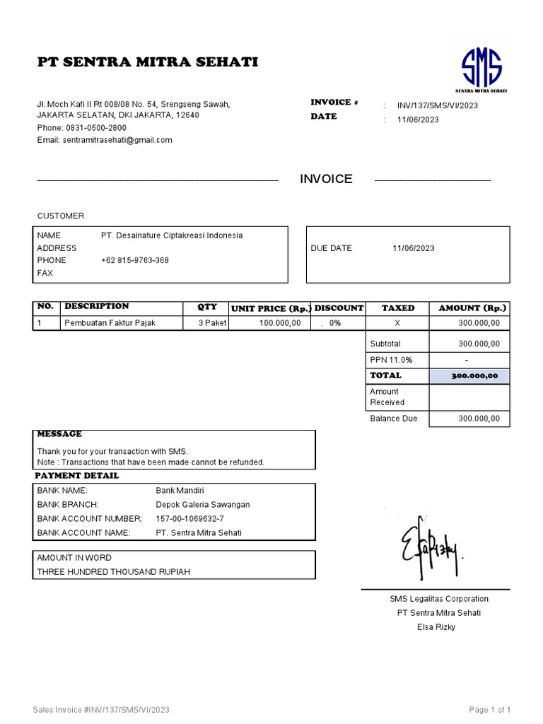 Inv Faktur Pajak | PDF