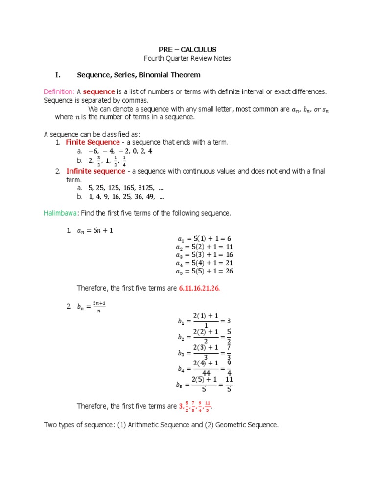 Precal Reviewer | PDF | Minute And Second Of Arc | Summation