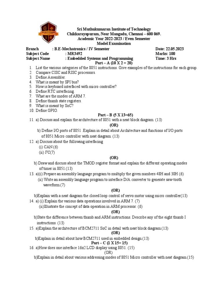 Mr3492 Esp Model QN Paper | PDF | Microcontroller | Computer Science