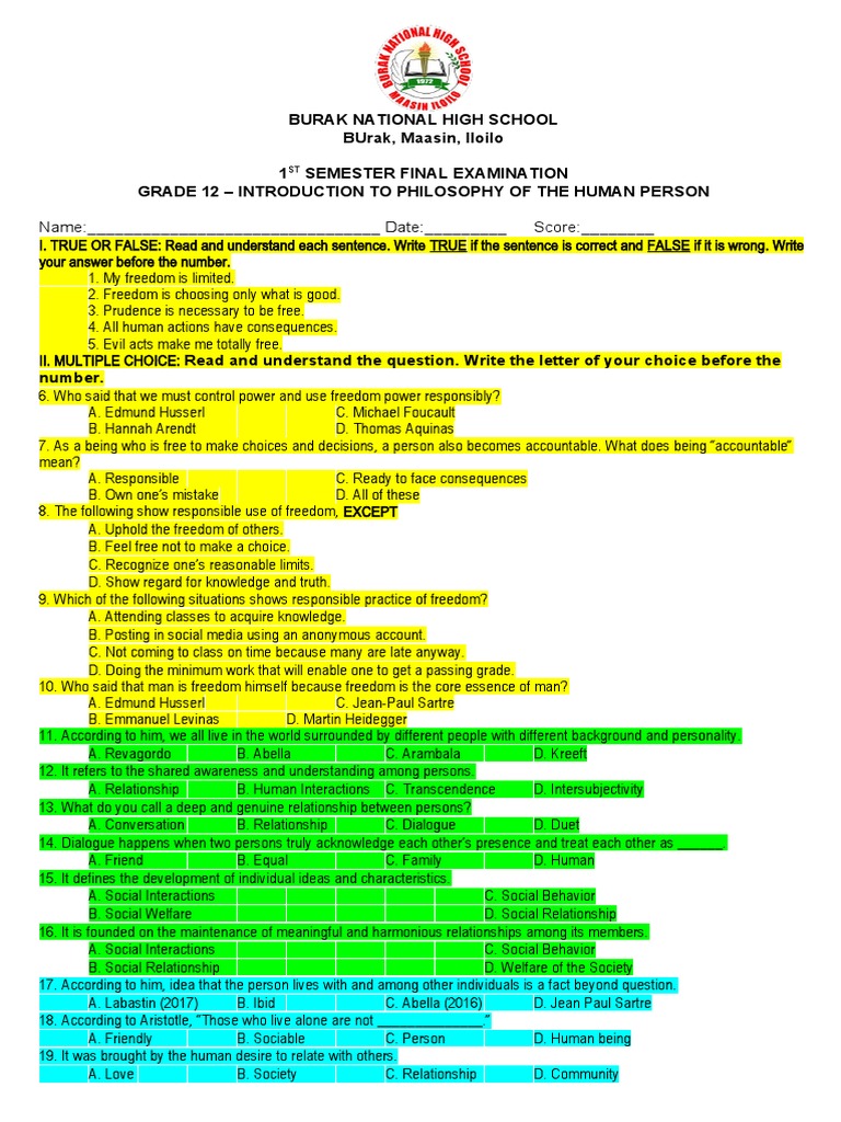 2022-2023 Final Exam Philosophy | PDF | Methodology | Fires