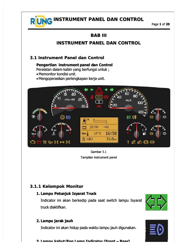 Instrument Panel Volvo FMX 370 | PDF