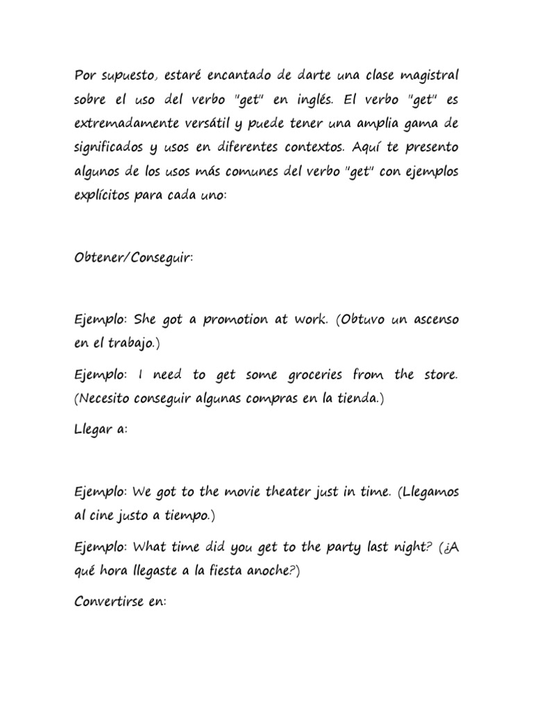 Usos del verbo "get" en inglés | PDF