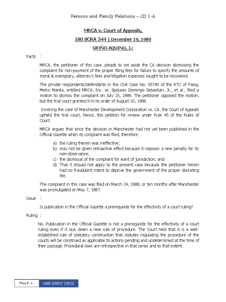 06 MRCA Vs Court of Appeals | PDF | Complaint | Lawsuit