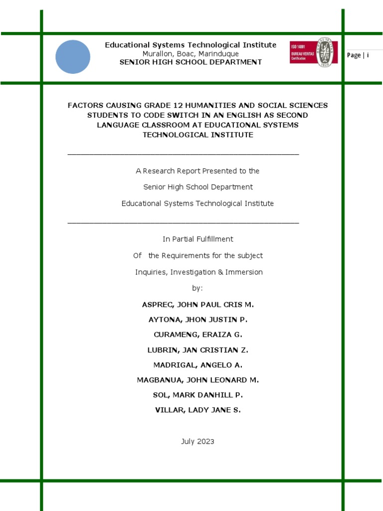 Code Switching - Humss 1 | PDF