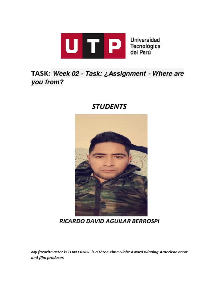 Tarea Semana 2 Ingles UTP | PDF