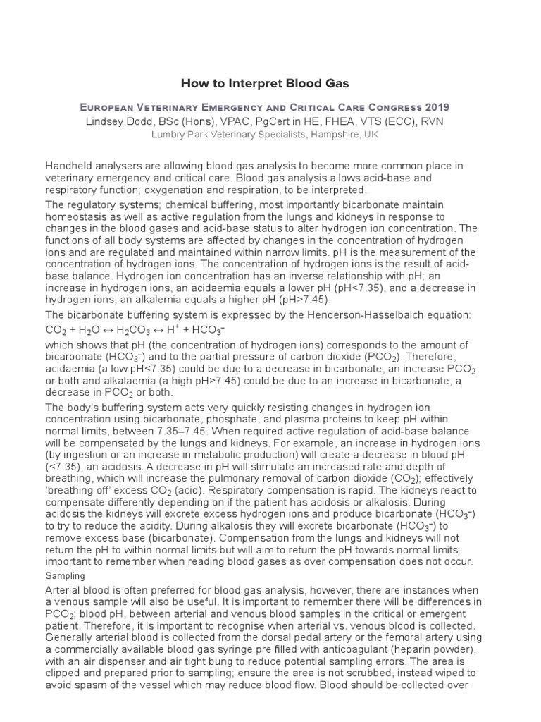 How to Interpret Blood Gas | PDF