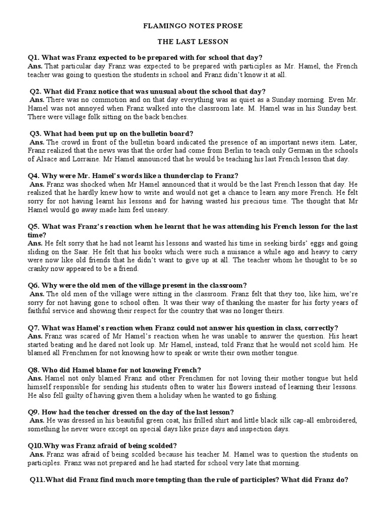 Flamingo Complete Notes | PDF