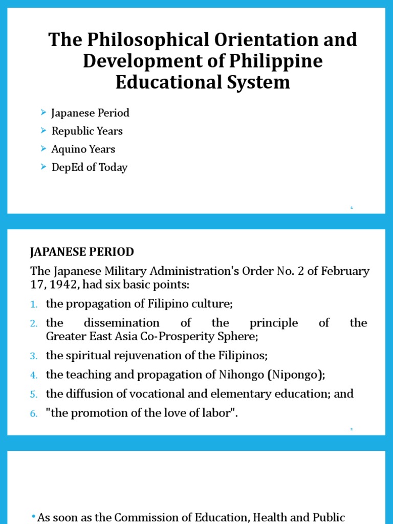 The Philosophical Orientation and Development of Philippine Educational | PDF | Schools
