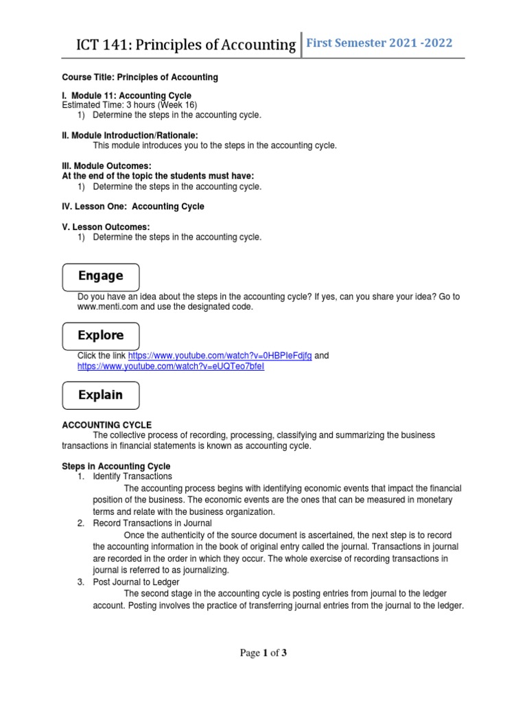 Module 11 ICT 141 | PDF | Financial Statement | Money