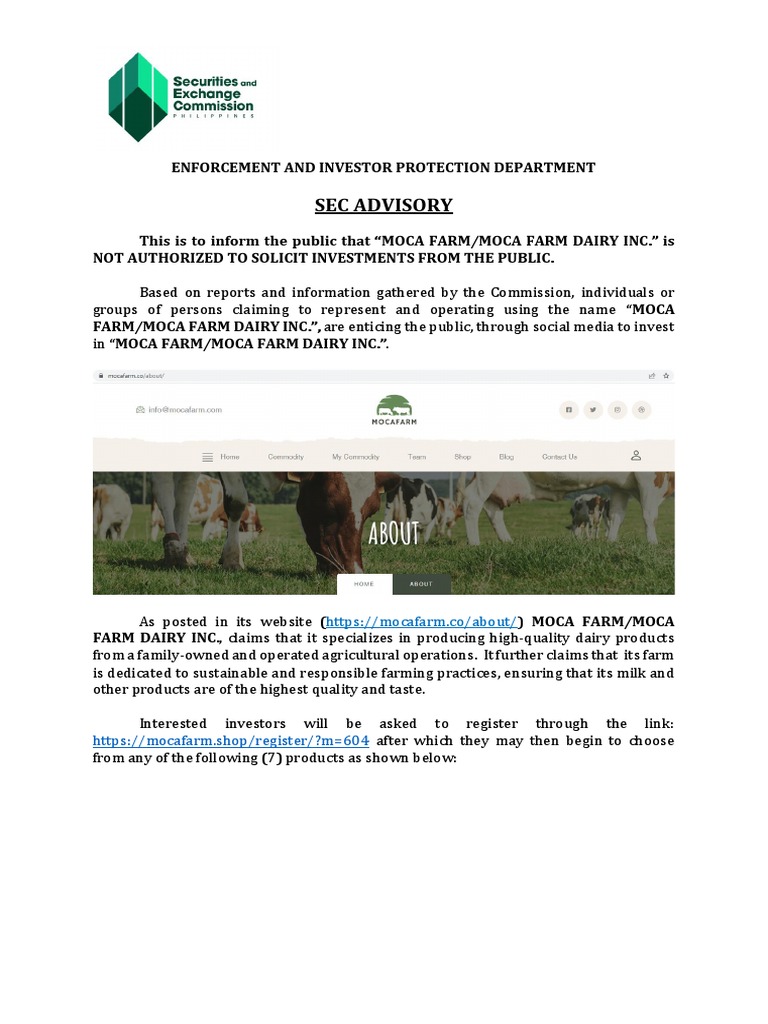 2023advsiory - MOCA FARM Final | PDF