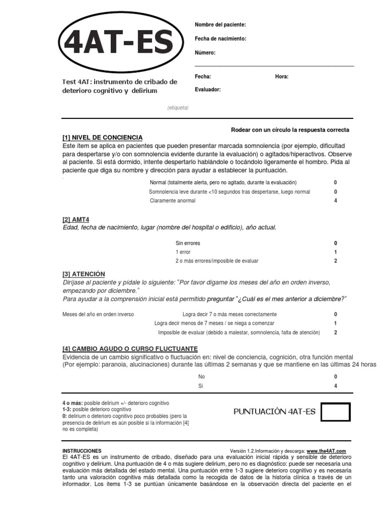 4AT ES Escala | PDF | Especialidades Medicas | Medicina CLINICA