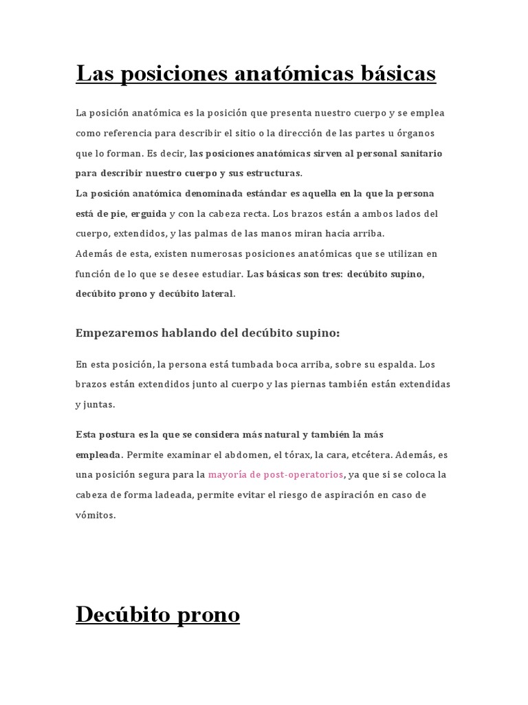 Las Posiciones Anatómicas Básicas | PDF