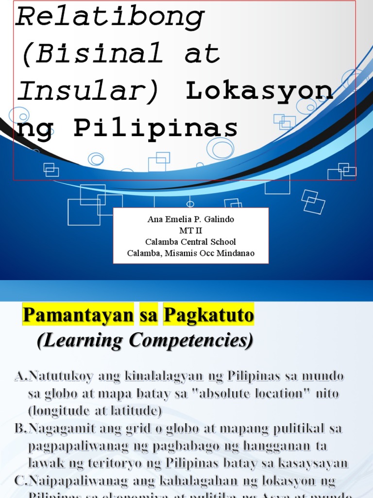 Relatibong (Insular at Bisinal) Lokasyon NG Pilipinas - Edited | PDF