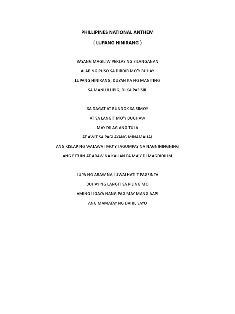 Phillipines National Anthem | PDF