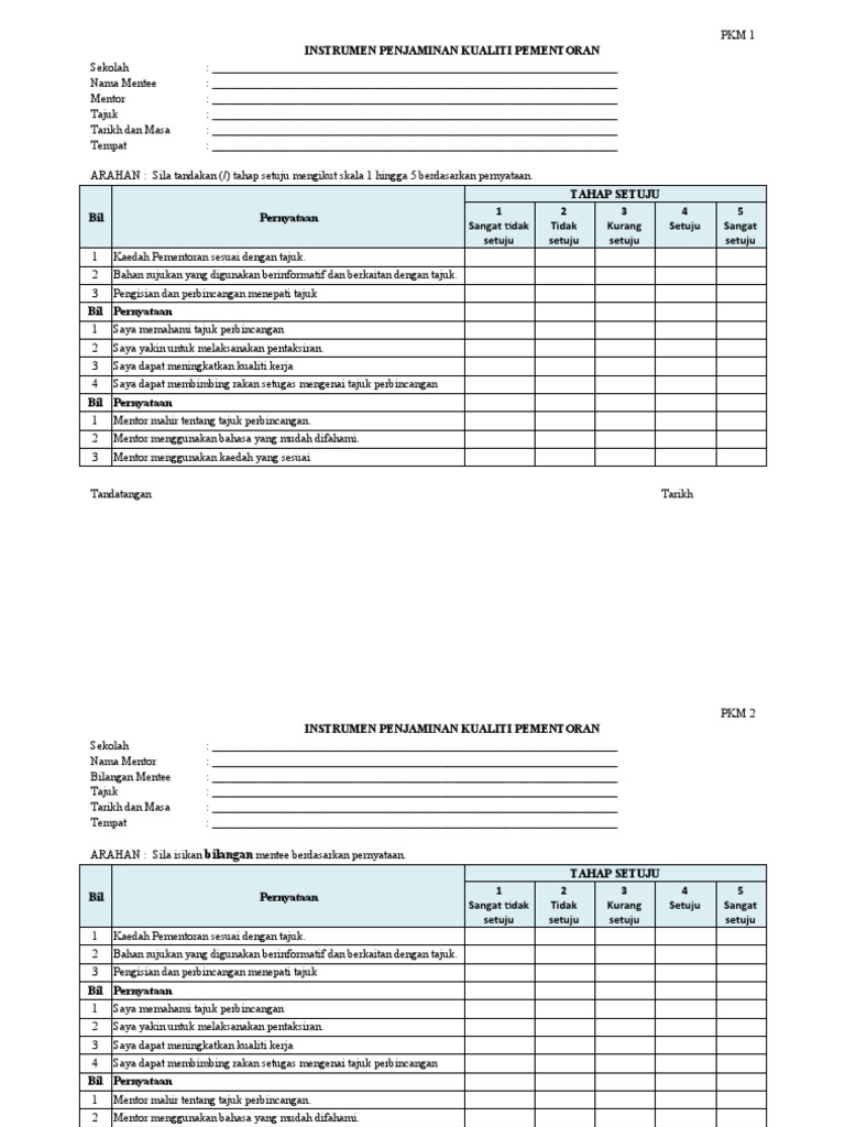 Borang PKM 1 Dan 2 | PDF