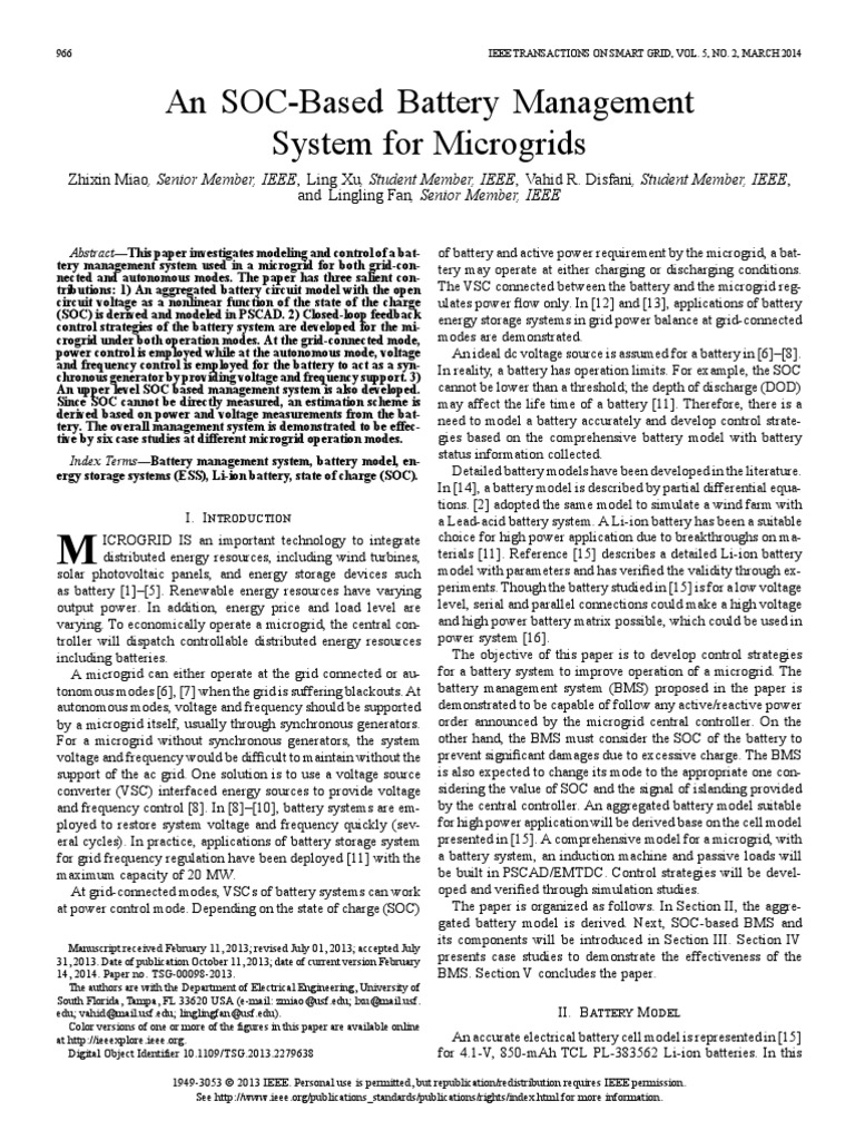 An SOC-Based Battery Management System For MGs | PDF | Series And Parallel Circuits ...
