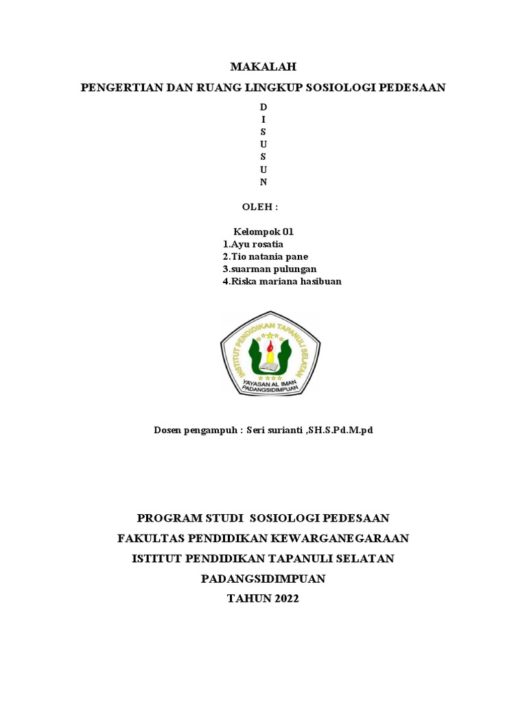 Definisi Sosiologi Pedesaan | PDF