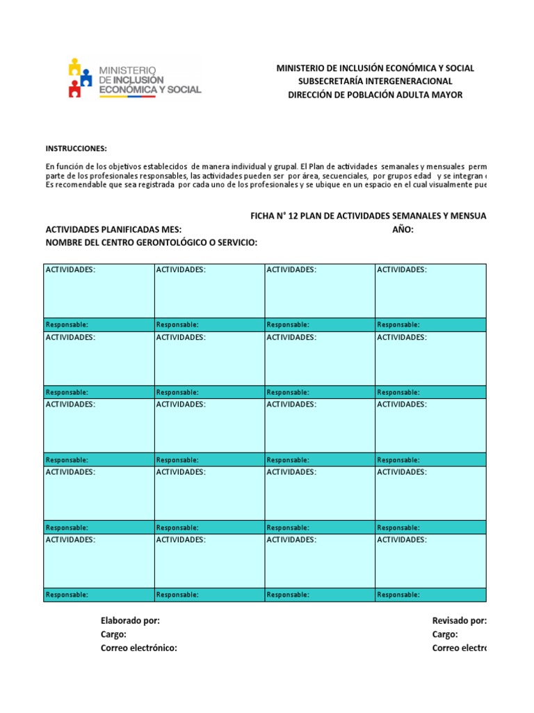 12 Plan Actividades MENSUAL 2 | PDF