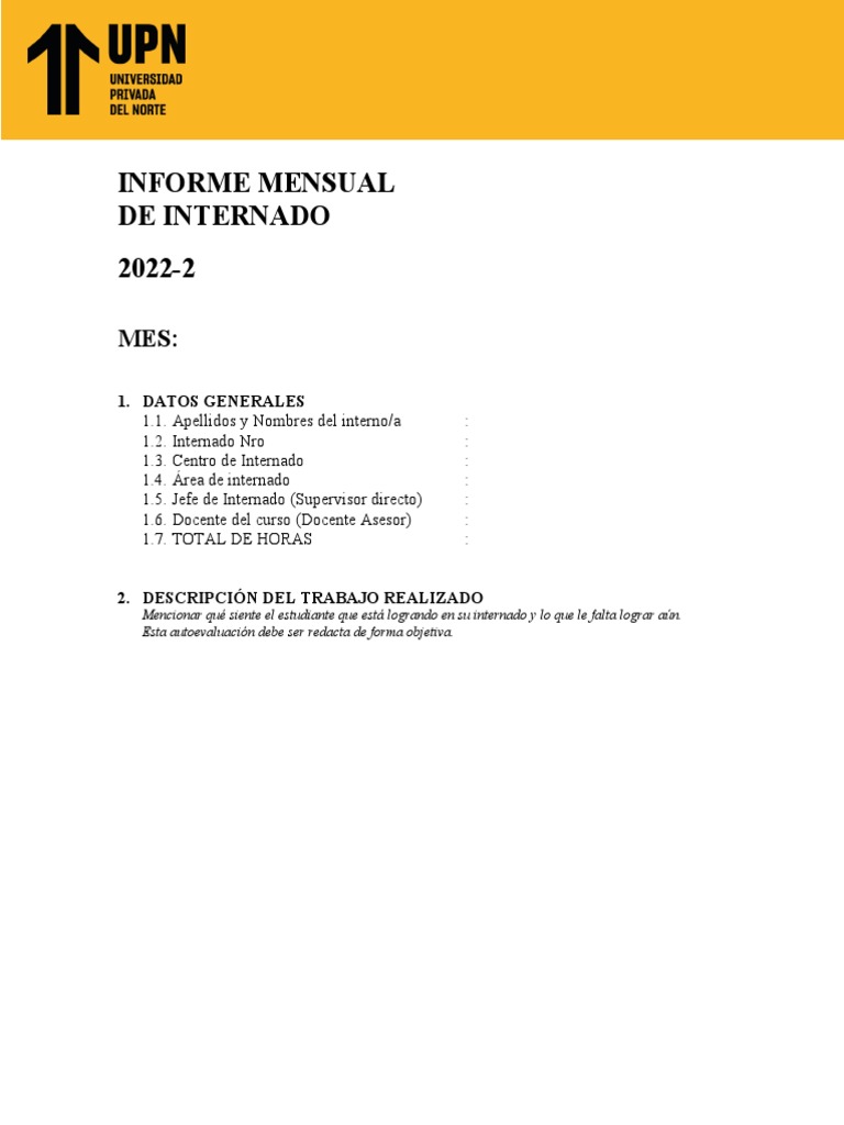 Informe Mensual (Internado) | PDF | Crecimiento personal y profesional | Arte