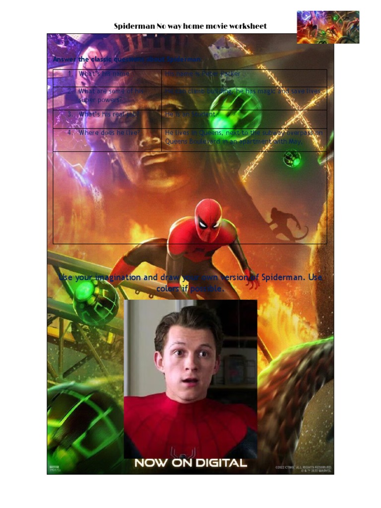 Spiderman NWH Movie Worksheet | Download Free PDF | Spider Man