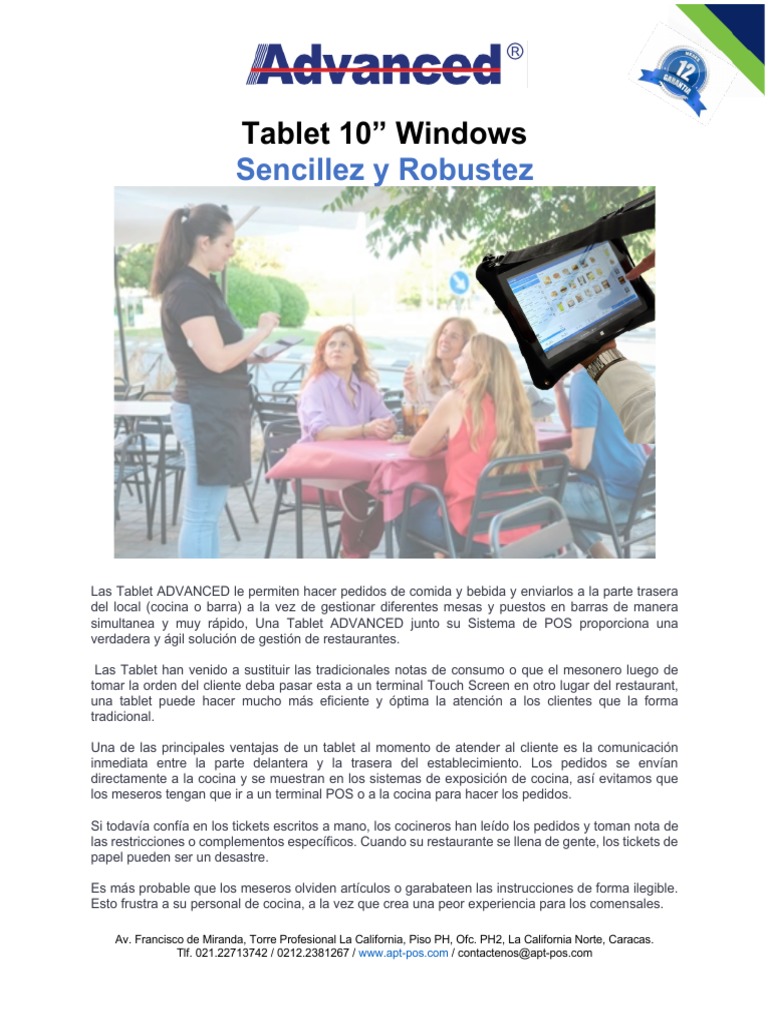 Tablet para Gestión Eficiente en Restaurantes | PDF